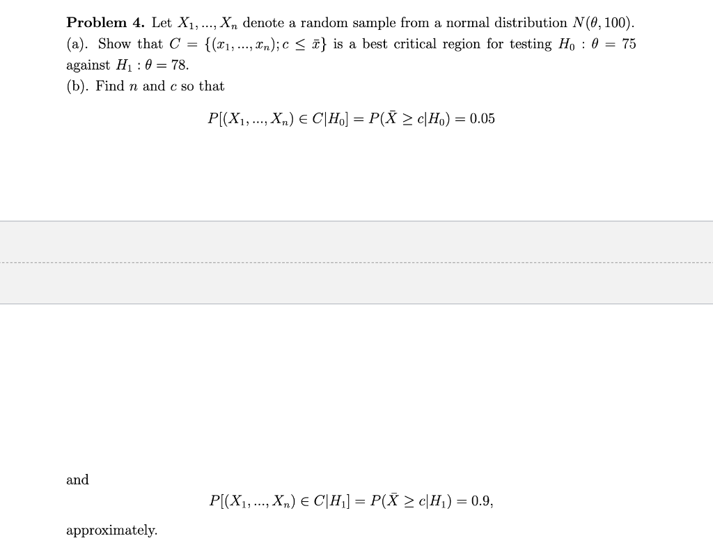 Solved Problem 4. Let X1,…,Xn denote a random sample from a | Chegg.com