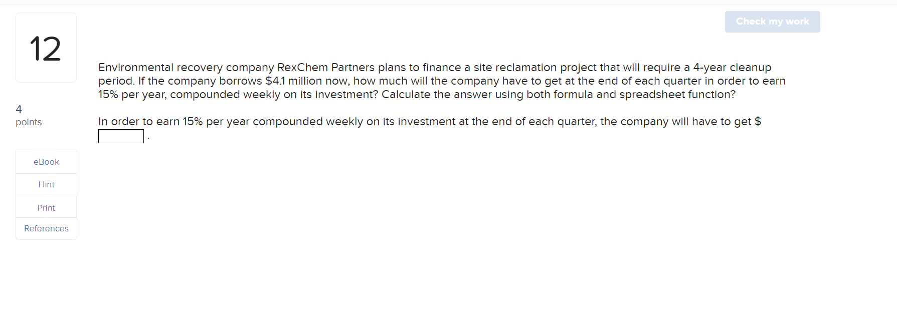 Solved Environmental recovery company RexChem Partners plans | Chegg.com