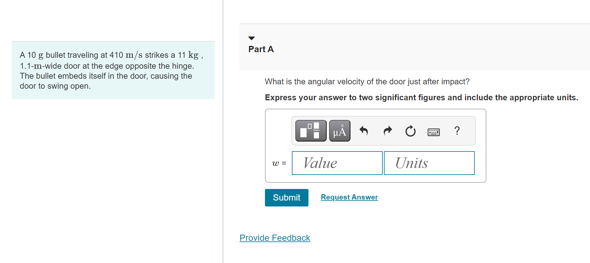 Solved Part A A 10 g bullet traveling at 410 m/s strikes a | Chegg.com