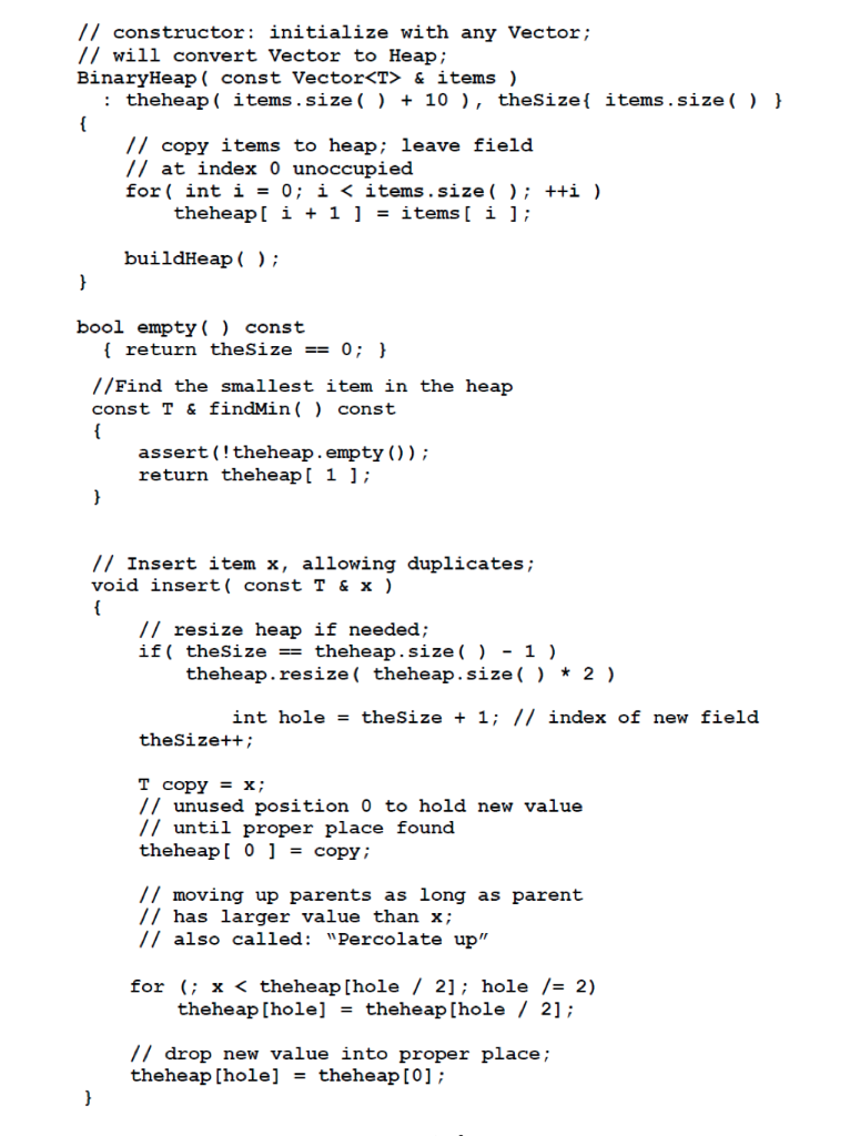 Solved Exercise 1: Implement class BinaryHeap{...} as listed | Chegg.com