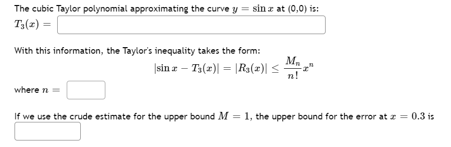 Solved The cubic Taylor polynomial approximating the curve y | Chegg.com