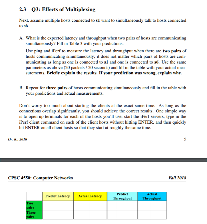 2 Task 2: Measurements in Mininet For the this task | Chegg.com