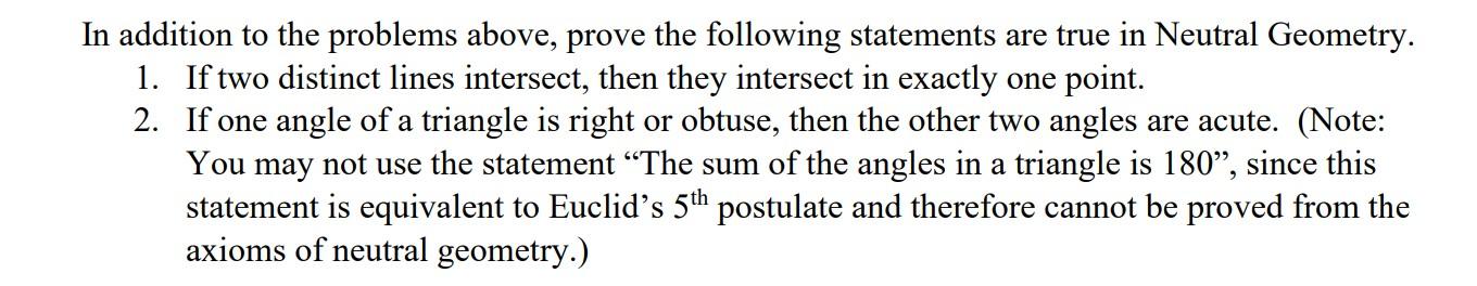 Solved In addition to the problems above, prove the | Chegg.com