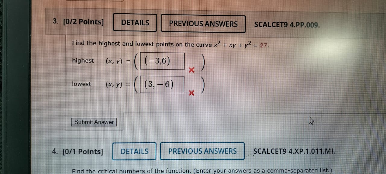 Solved Find the highest and lowest points on the curve | Chegg.com