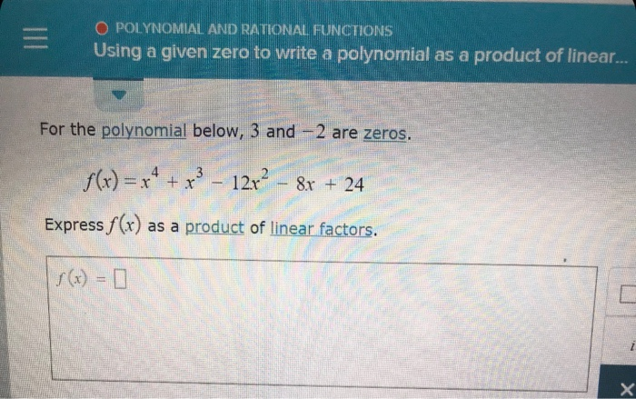 Solved O POLYNOMIAL AND RATIONAL FUNCTIONS Using a given | Chegg.com