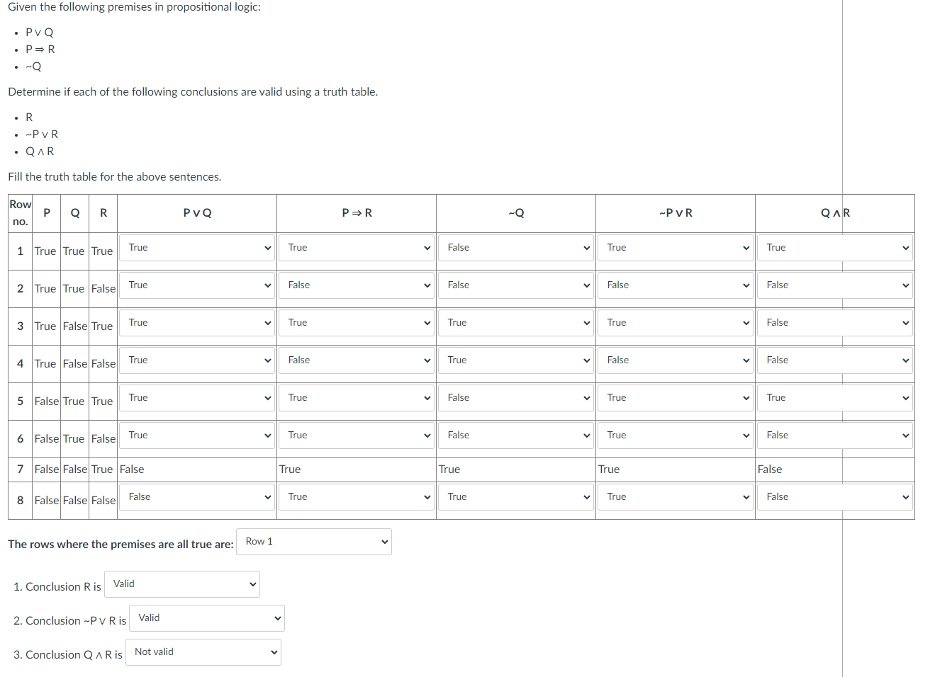 Solved Given the following premises in propositional logic: | Chegg.com