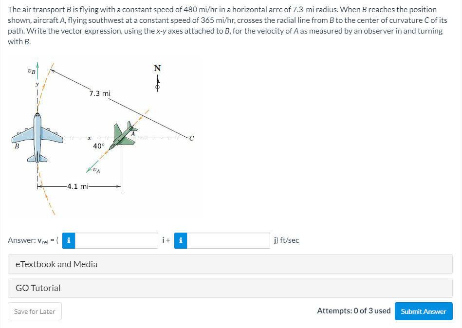 Solved The air transport B is flying with a constant speed | Chegg.com