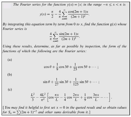 Solved 7C 4 TC m= The Fourier series for the function y(x) = | Chegg.com