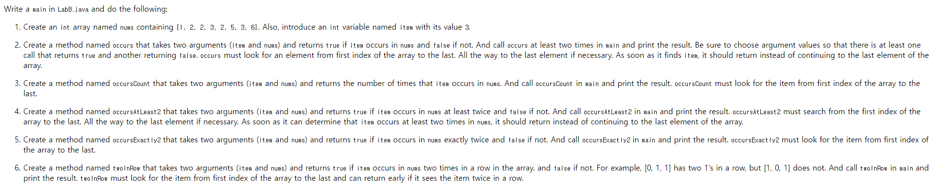 Solved Write a main in Lab8. java and do the following: 1. | Chegg.com