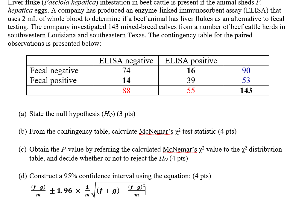 Solved Liver fluke (Fasciola hepatica) infestation in beef | Chegg.com