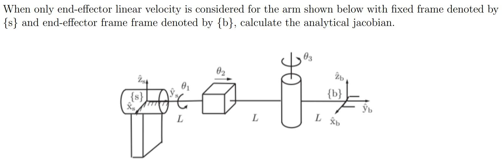 Solved When only end-effector linear velocity is considered | Chegg.com