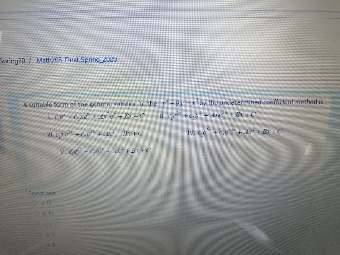 Solved Spring20 / Math203_Final_Spring_2020 A suitable form | Chegg.com