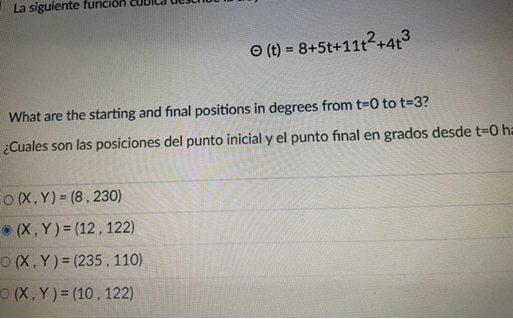 Θ(t)=8+5t+11t2+4t3 What are the starting and final | Chegg.com