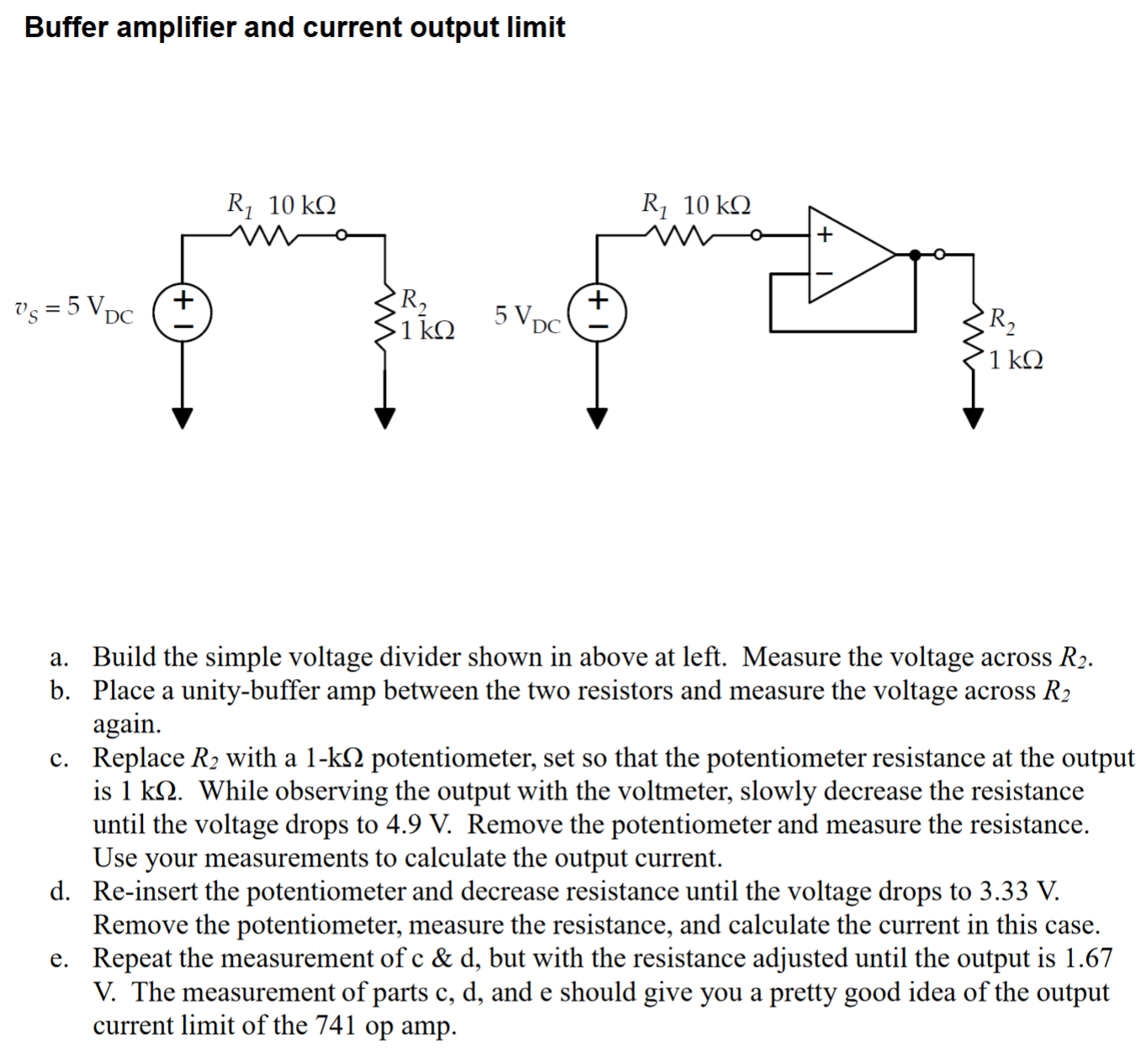 Buffer amplifier and current output limit a. Build | Chegg.com