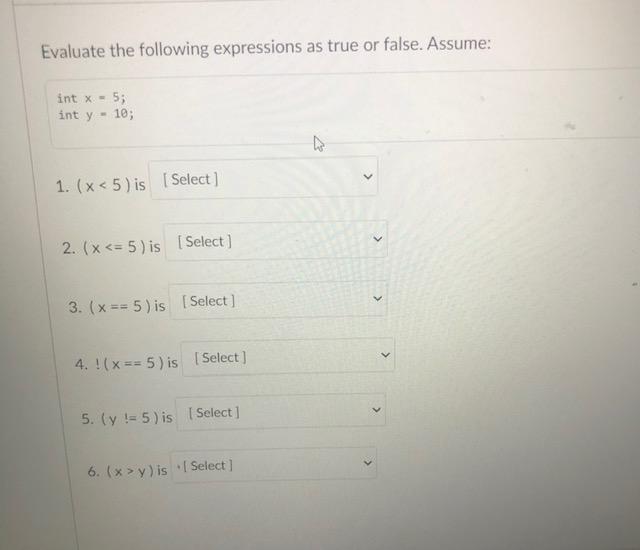 Solved Evaluate the following expressions as true or false. | Chegg.com