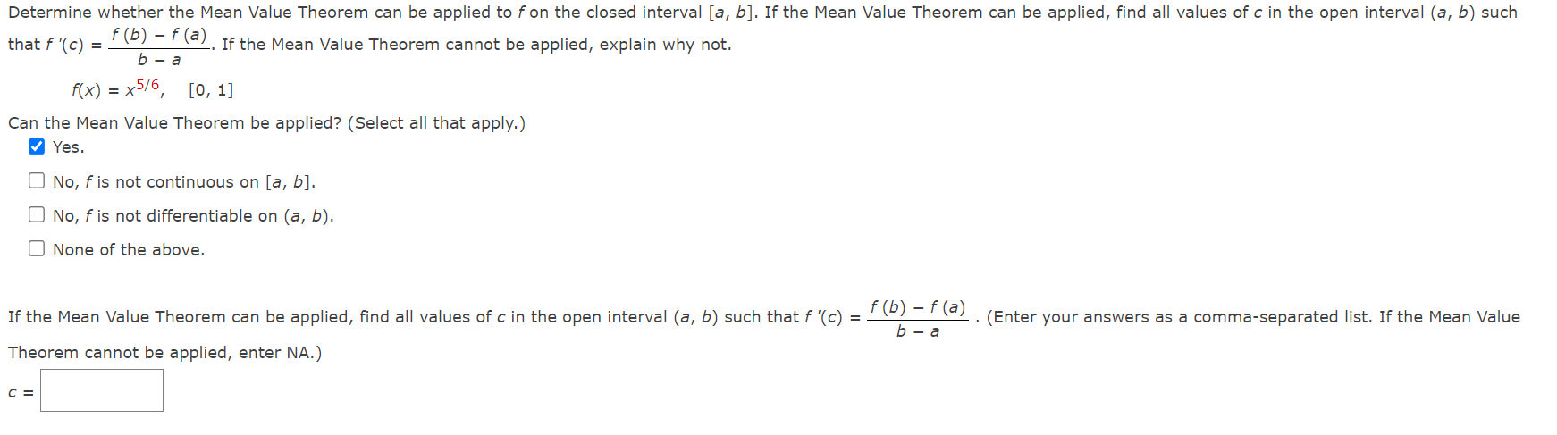 Solved Determine whether the Mean Value Theorem can be | Chegg.com