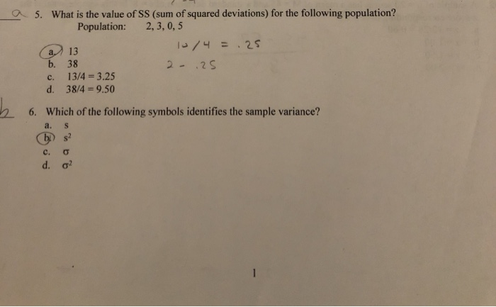 Solved 5. What is the value of SS (sum of squared | Chegg.com