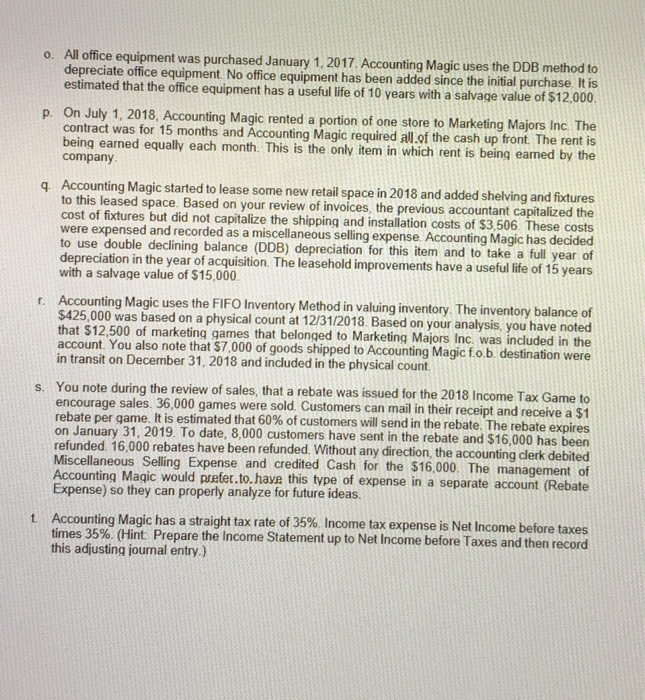 Solved Accounting Magic Inc End of Period Worksheet For the | Chegg.com