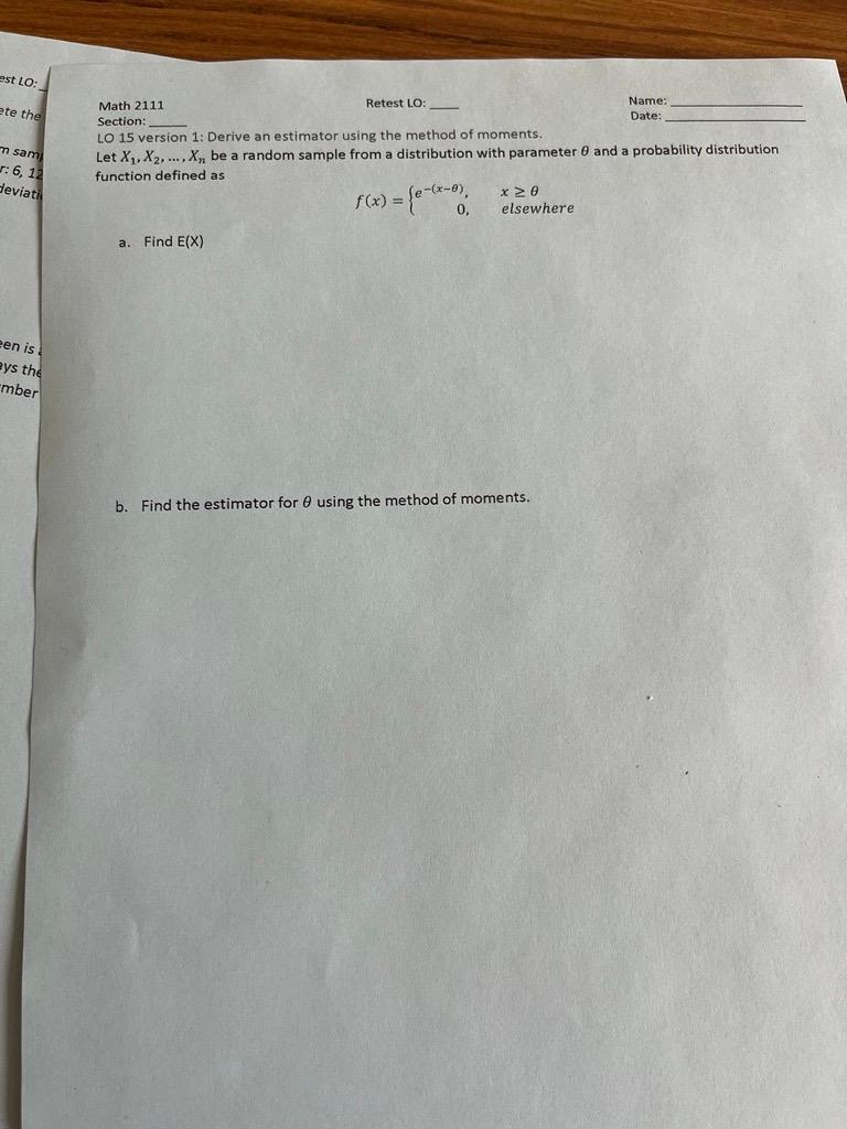Solved Section: LO 15 version 1: Derive an estimator using | Chegg.com