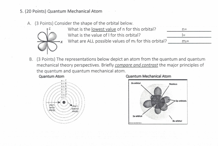 5. (20 points) Quantum Mechanical Atom A. (3 Points) | Chegg.com