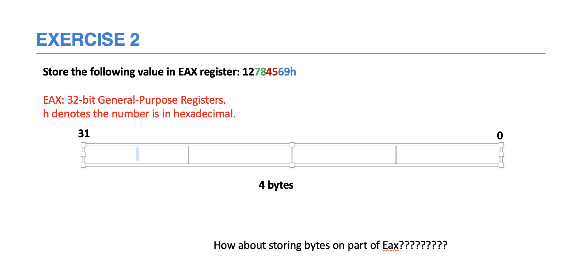 Solved EXERCISE 2 Store the following value in EAX register: | Chegg.com