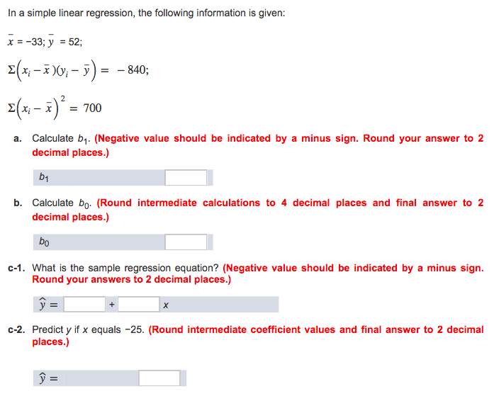Solved In a simple linear regression, the following | Chegg.com