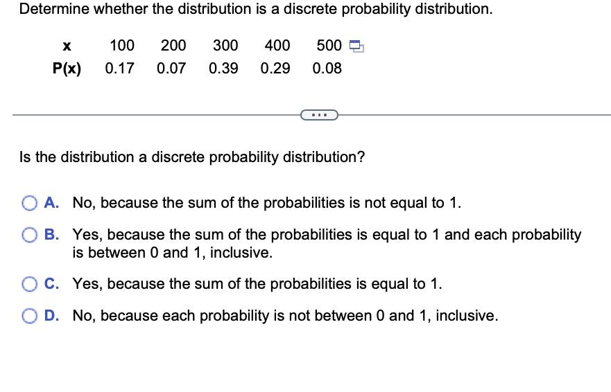 Solved Determine whether the distribution is a discrete | Chegg.com