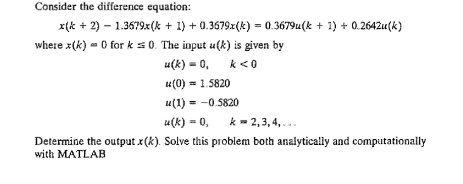 Solved Consider the difference equation: | Chegg.com