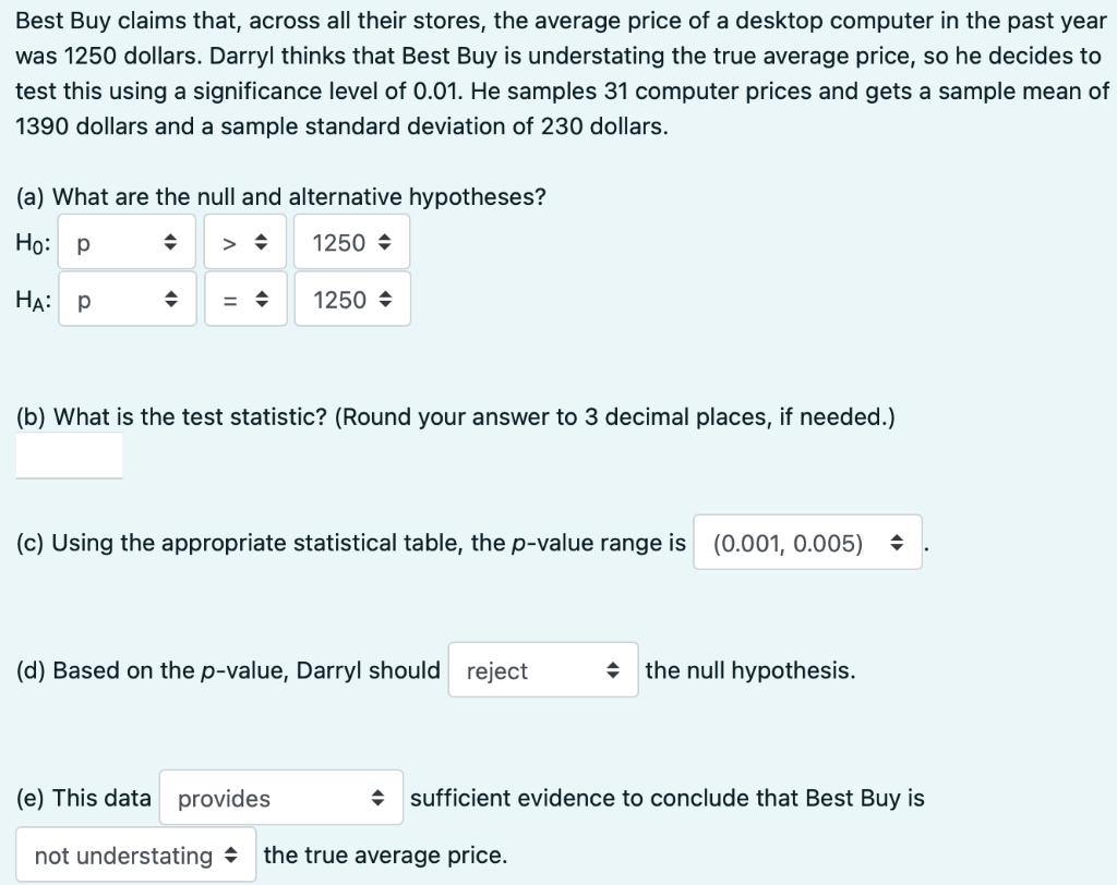 Solved Best Buy claims that, across all their stores, the | Chegg.com