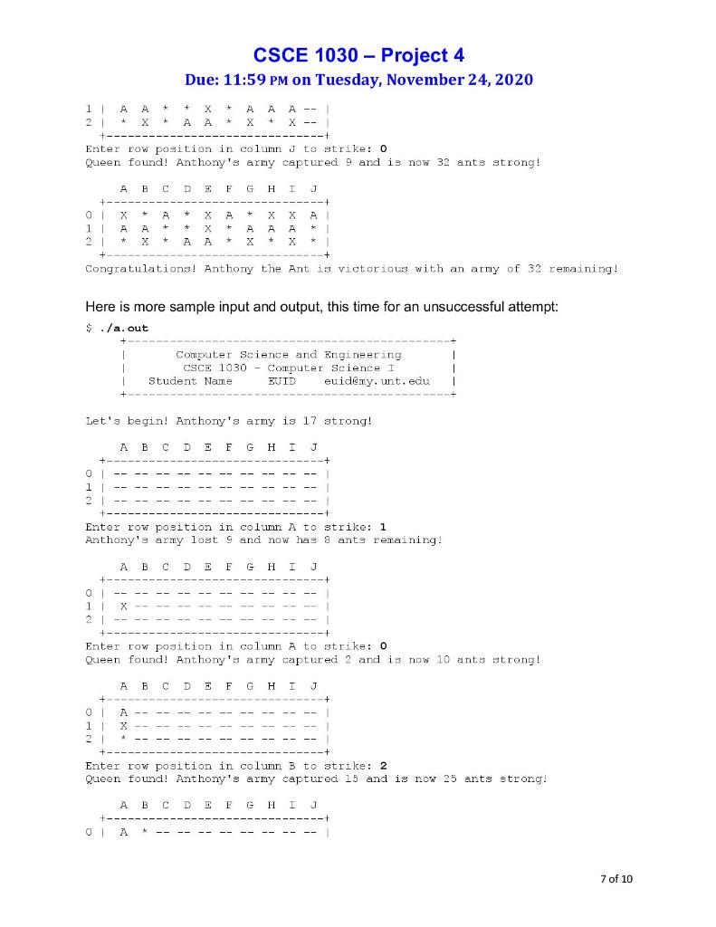 CSCE 1030 - Project 4 Due: 11:59 PM on Tuesday, | Chegg.com