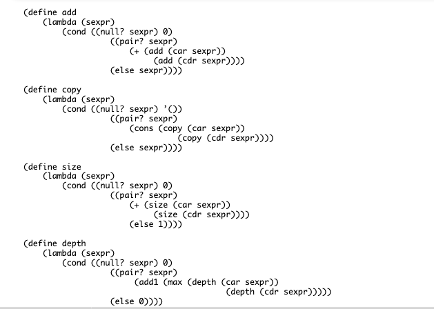 (define add (Lambda (sexpr) (cond ((null? sexpr) 0) | Chegg.com