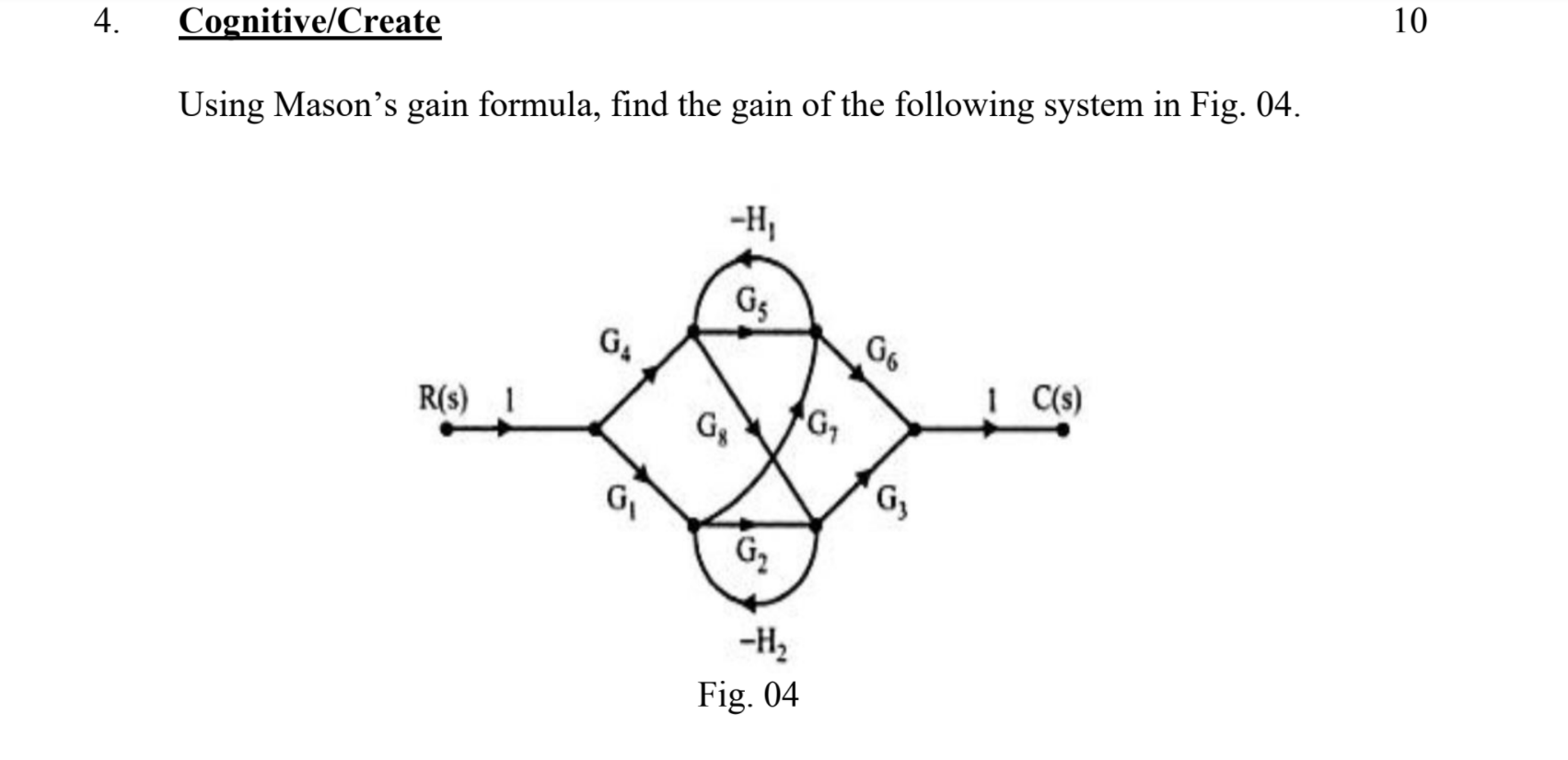 Solved 4. Cognitive/Create 10 Using Mason’s gain formula, | Chegg.com