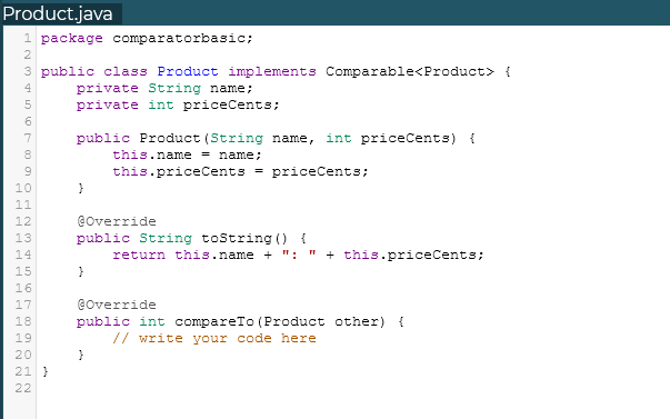 Product.java package comparatorbasic; public class | Chegg.com