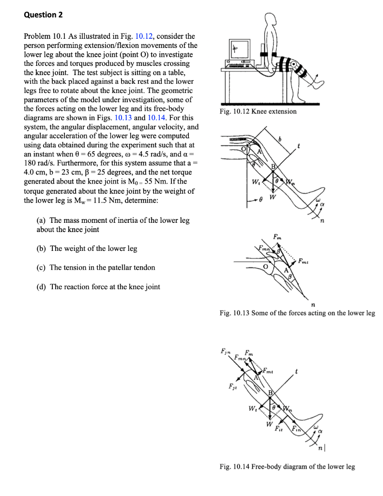 Solved Question 2 Fig. 10.12 Knee extension Problem 10.1 As | Chegg.com