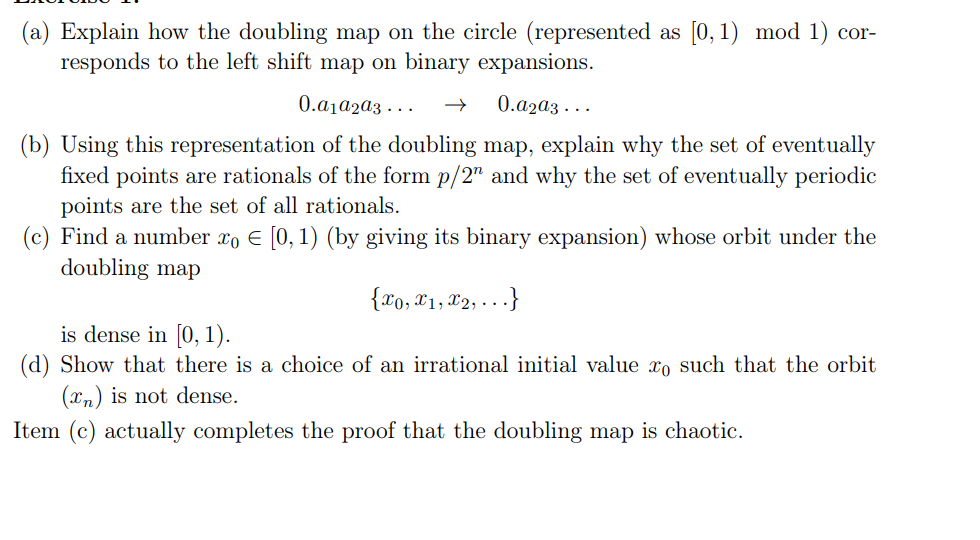 Solved (a) Explain how the doubling map on the circle | Chegg.com