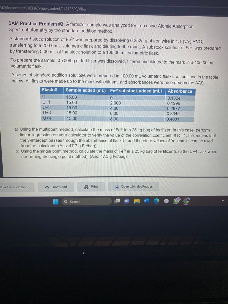 Solved SAM Practice Problem \#2: A fertilizer sample was | Chegg.com