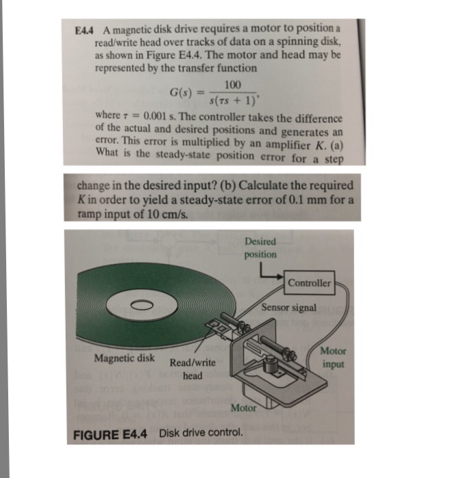 Solved A magnetic disk drive requires a motor to position a | Chegg.com