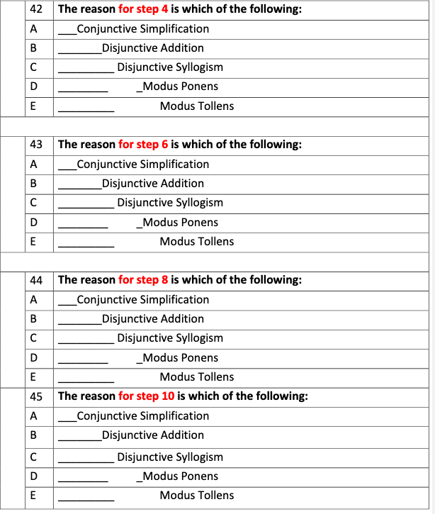Solved \begin{tabular}{|l|l|} \hline 42 & The reason for | Chegg.com