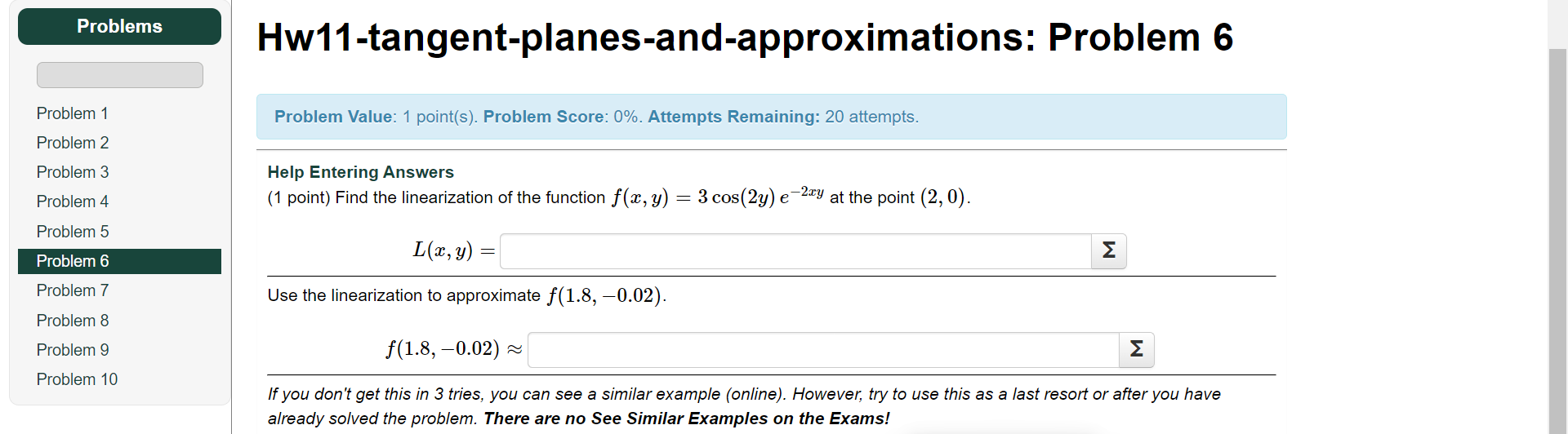 Solved Hw11-tangent-planes-and-approximations: Problem 6 | Chegg.com
