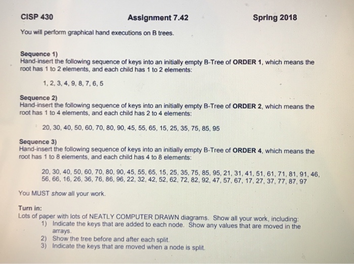 Solved CISP 430 You will perform graphical hand executions | Chegg.com