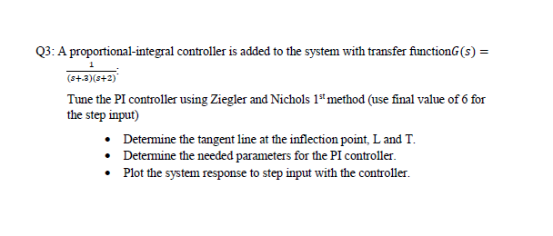 Solved Q3: A proportional-integral controller is added to | Chegg.com