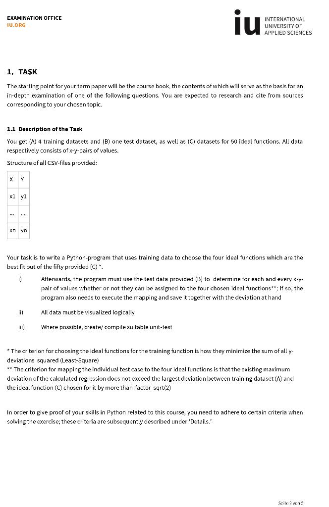 Solved 1. TASK The starting point for your term paper will | Chegg.com
