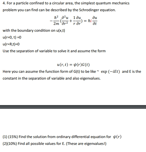 Solved 4. For a particle confined to a circular area, the | Chegg.com