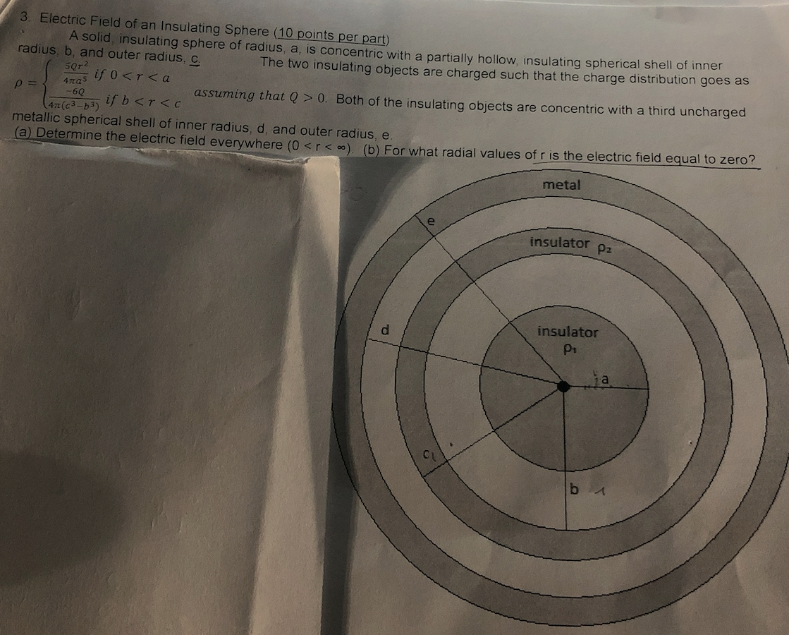 Solved 3. Electric Field of an Insulating Sphere ( 10 points | Chegg.com