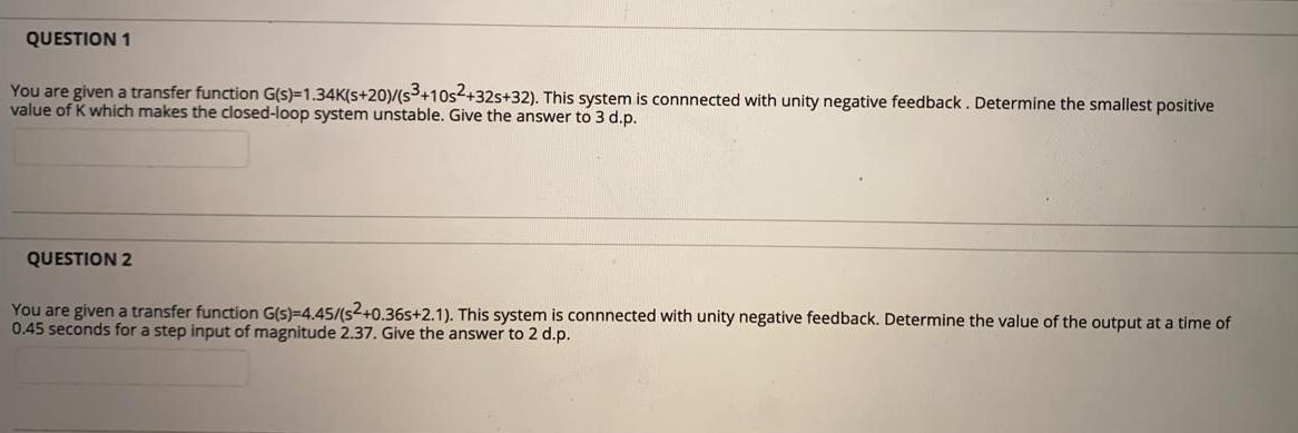 Solved QUESTION 1 You are given a transfer function | Chegg.com