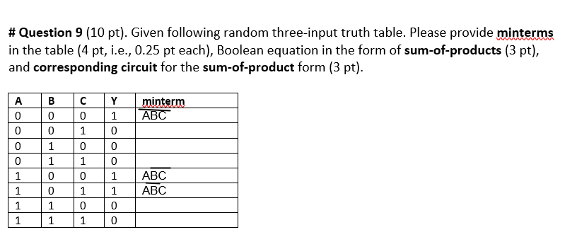 Solved # Question 9 (10 ﻿pt). ﻿Given following random | Chegg.com