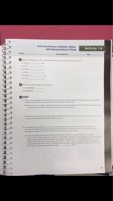 Unit Conversions, Notation, Rates, and | Chegg.com