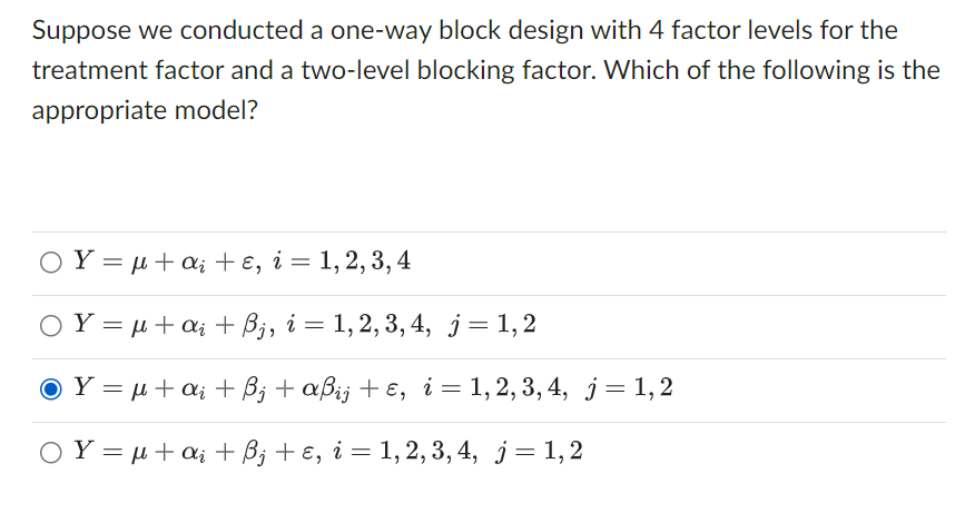 Solved Suppose we conducted a one-way block design with 4 | Chegg.com
