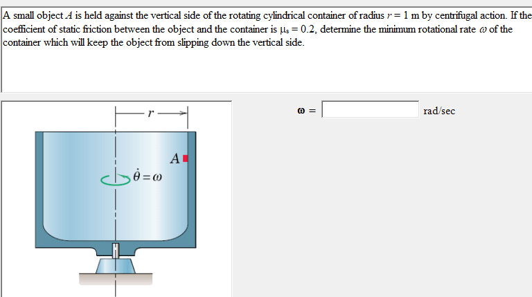 Solved A small object A ﻿is held against the vertical side | Chegg.com