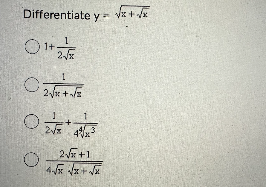 Solved erentiate y=x+x 1+2x1 2x+x1 2x1+44x31 4xx+x2x+1 | Chegg.com